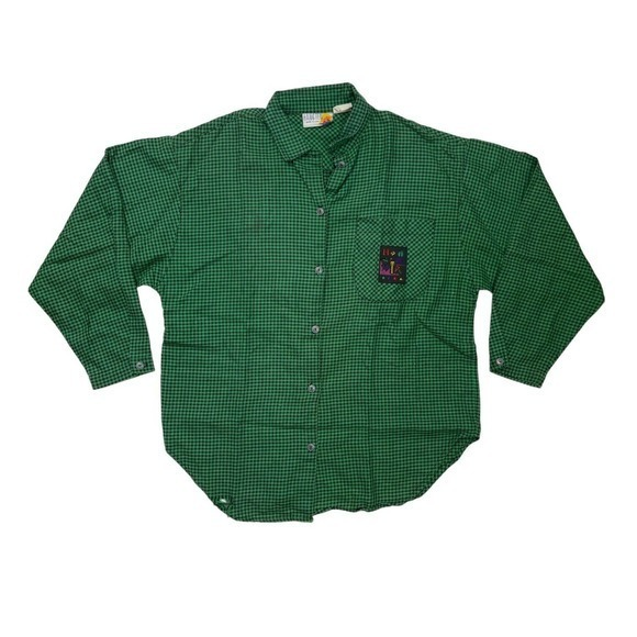 Hang Ten | Shirts | Vtg Hang Ten Shirt Green Logo Mens Medium Made In ...